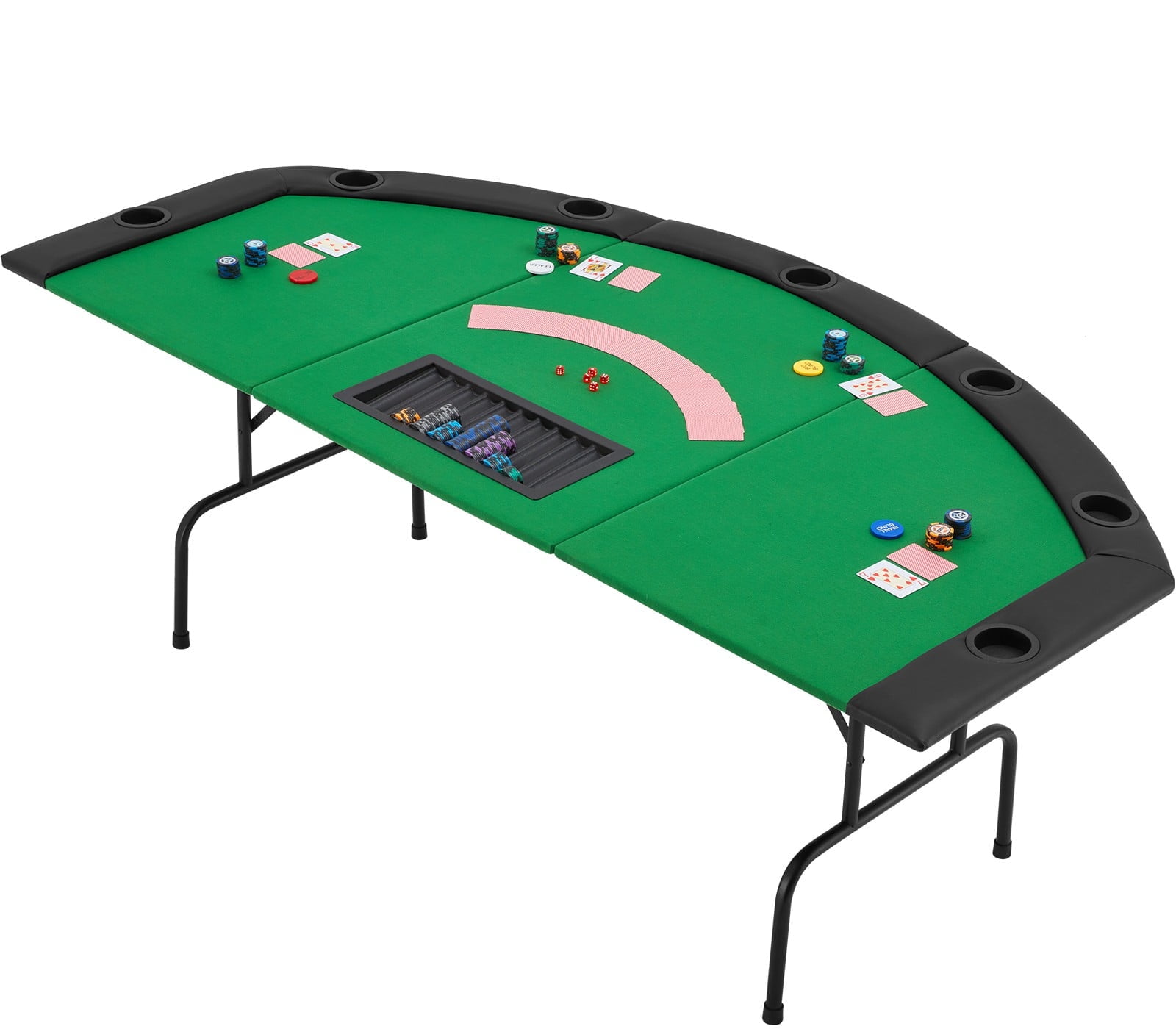 Homhum Folding Moon Poker Table for 7 Players, Casino Leisure, Green ...