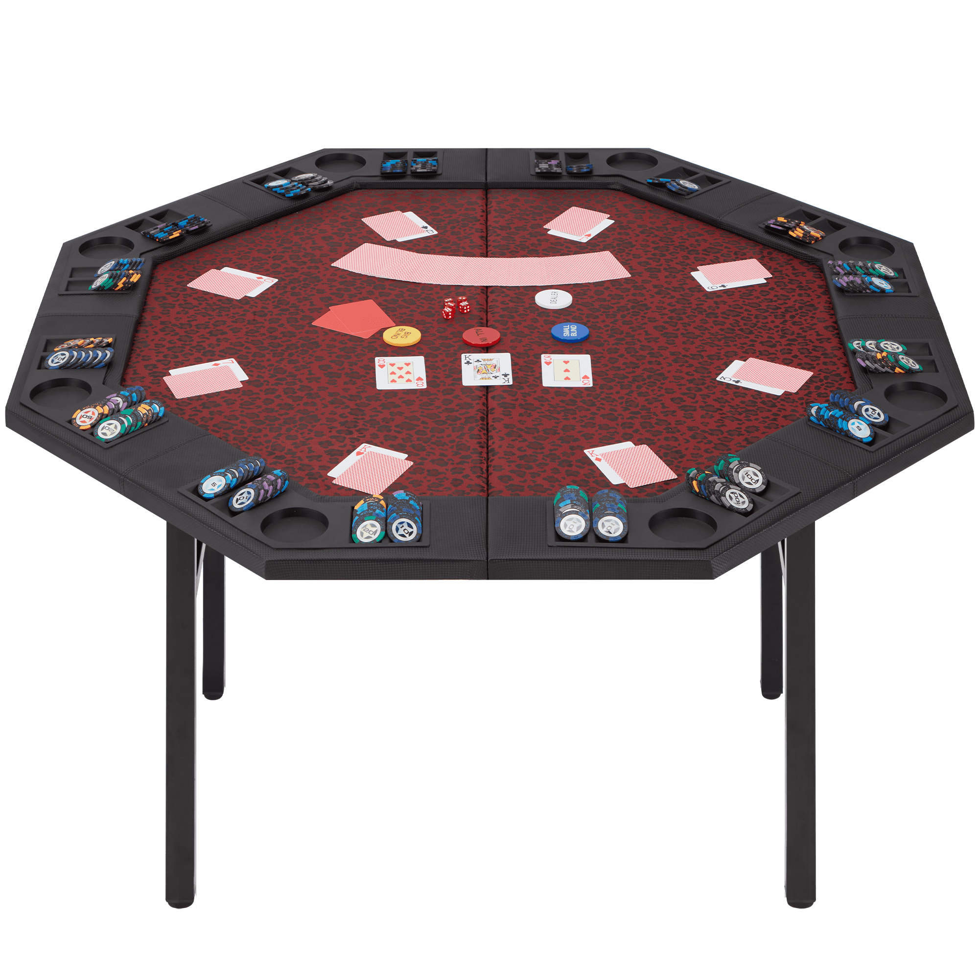 Homhum Octagon Poker Table Foldable, 8 Players Texas Holdem Game Table ...