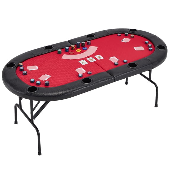 Homhum Oval Poker Table Foldable, 8 Players Folding Gaming Table, Texas ...