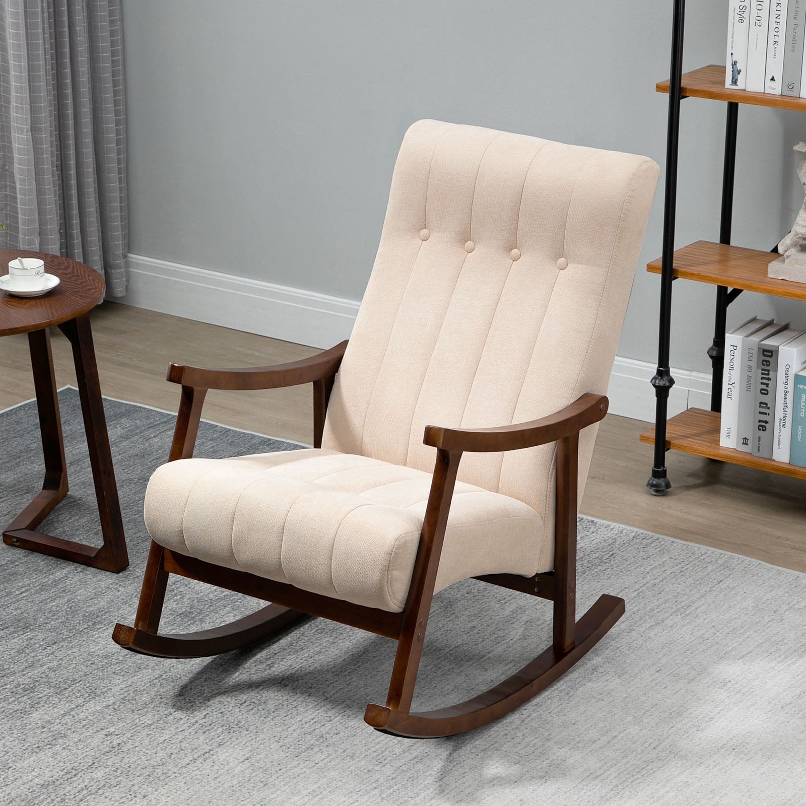 Homhum Upholstered Rocking Chair, Modern High Back Armchair, Adult ...