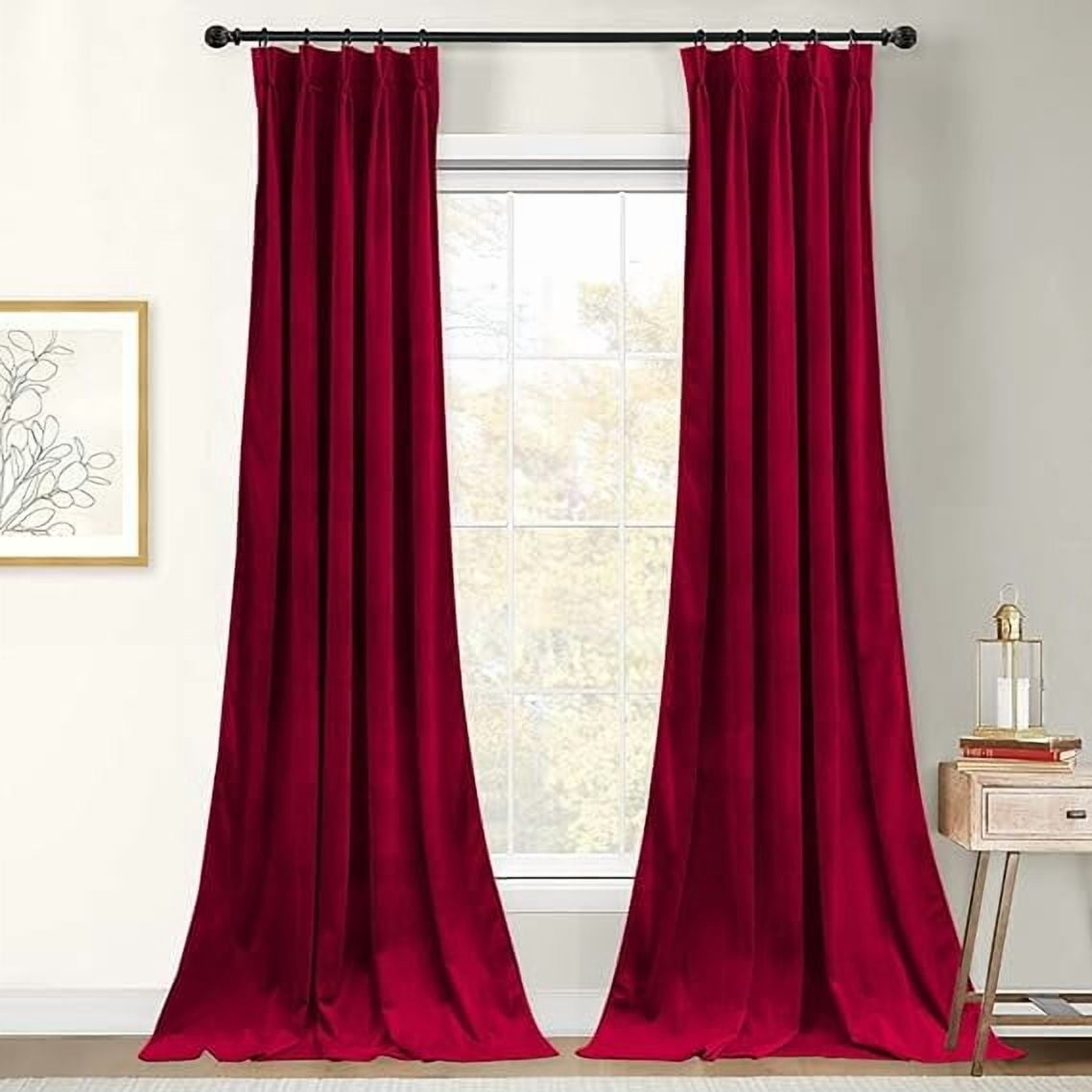 Homi Drapes Double Pinch Pleated Velvet Curtains Thermal Insulated Room ...