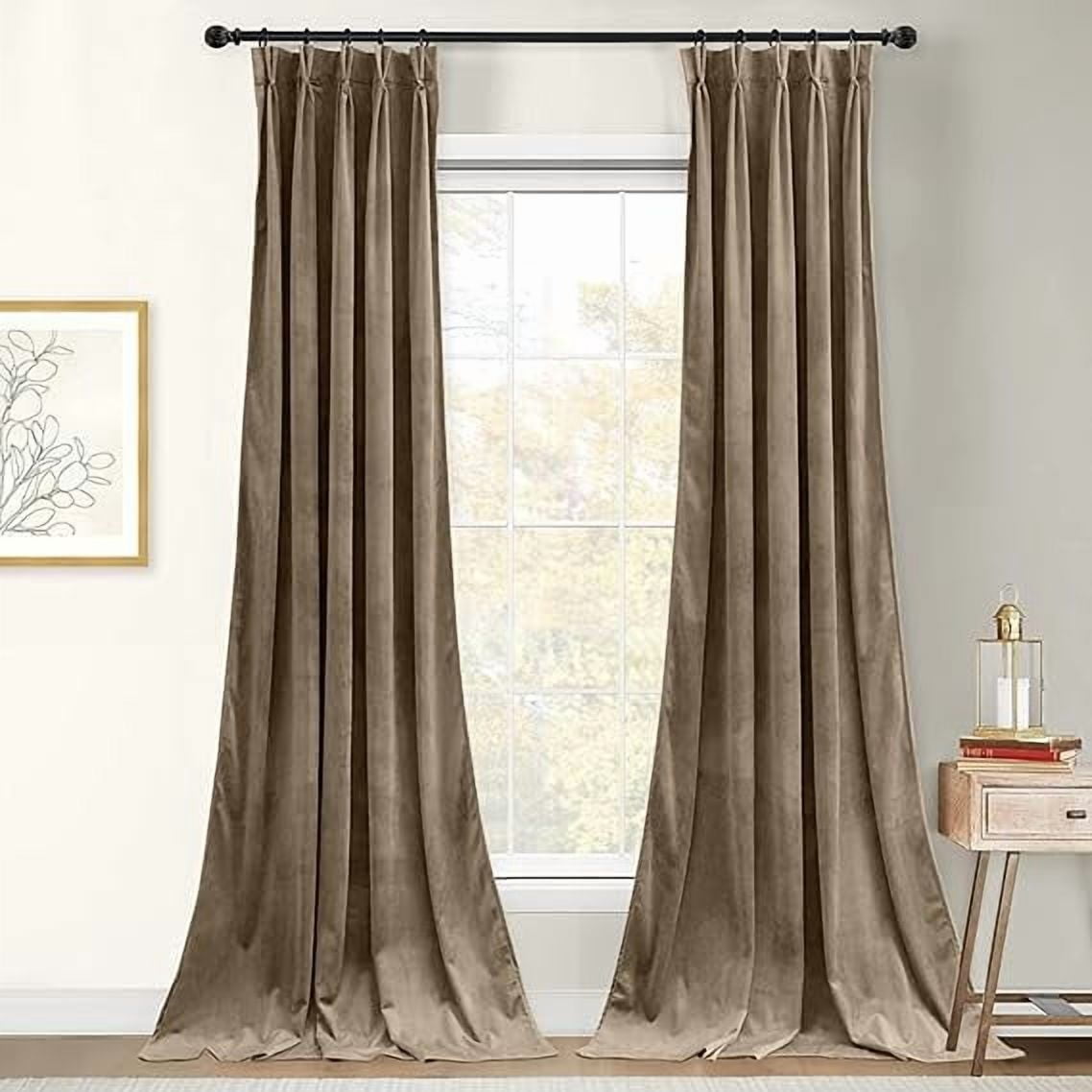 Homi Drapes Double Pinch Pleated Velvet Curtains Thermal Insulated Room ...