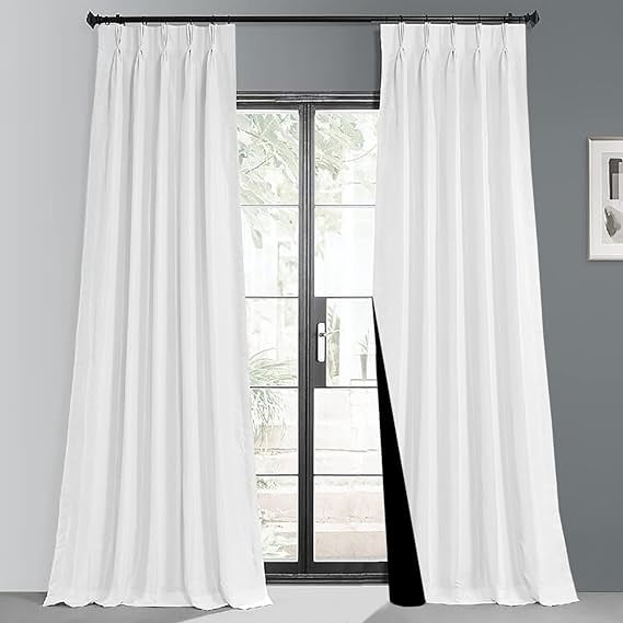 Homi Drapes Pinch Pleated Curtains Room Darkening 100% Blackout Thermal ...