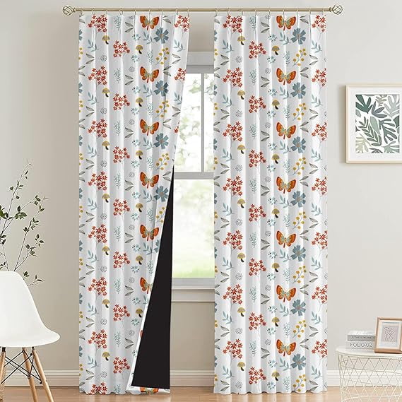 Homi Drapes Pinch Pleated Curtains Room Darkening 100% Blackout Thermal ...