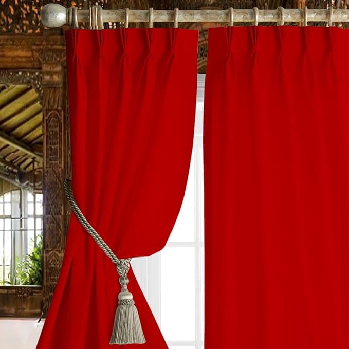 Homi Drapes Triple Pinch Pleated Blackout Curtains Thermal Insulated ...