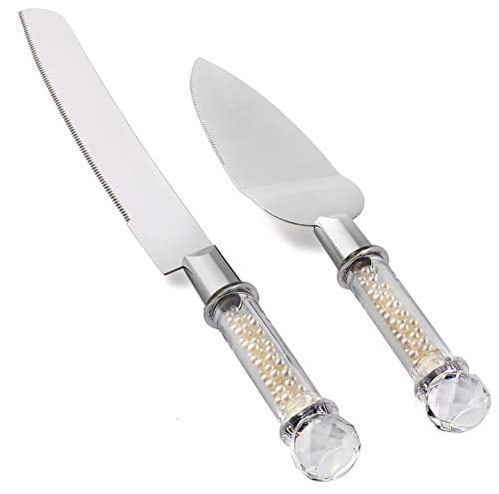 Homi Styles Wedding Cake Knife and Server Set | Plastic Faux Ivory ...