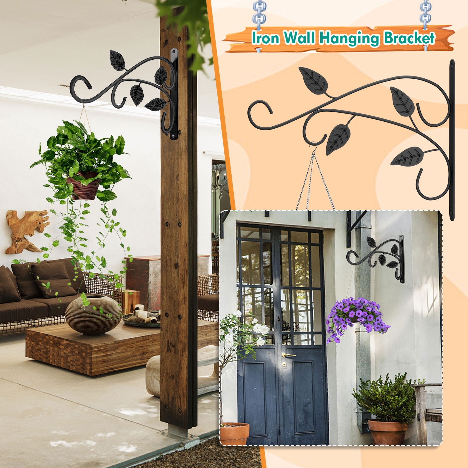 HomiTools Wall Type Plant Hook Hanging Plant Bracket Iron Plant Wall ...