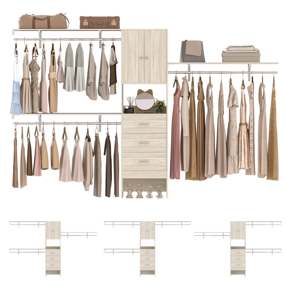 Homieasy 10FT Closet System with Drawers & Hanging Rods, 120'' Walk-in ...