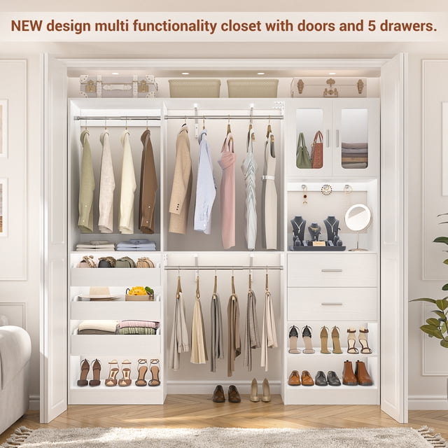 Homieasy 120'' Closet System with 2 Sets, 10FT Walk in Closet Organizer ...