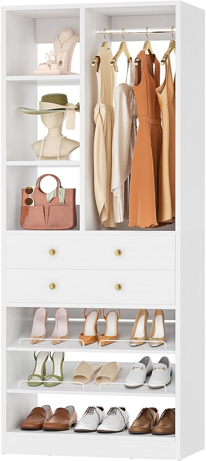 Homieasy 2.3FT(28") Closet Organizer System with Drawers & Shelves ...