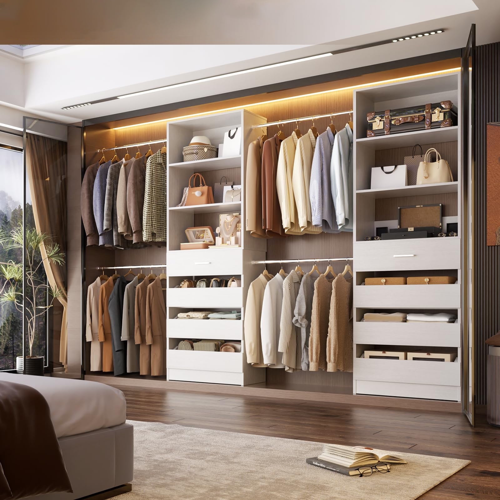 Homieasy 2-Pack Closet Organizer System: Dual 4-9Ft Adjustable Wardrobe ...