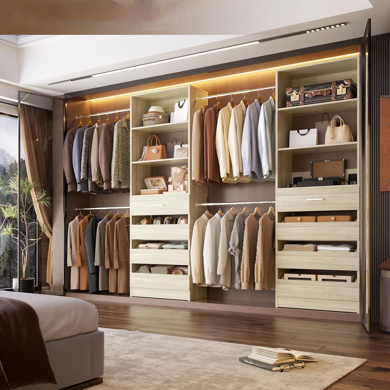 Homieasy 2-Pack Closet Organizer System: Dual 4-9Ft Adjustable Wardrobe ...