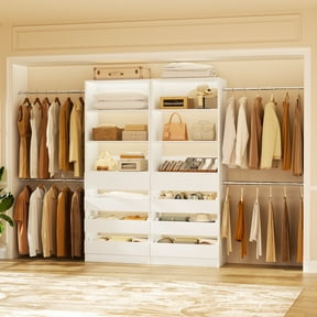 Homieasy Adjustable Closet Organizer System (6-15Ft) with 8 Wooden ...
