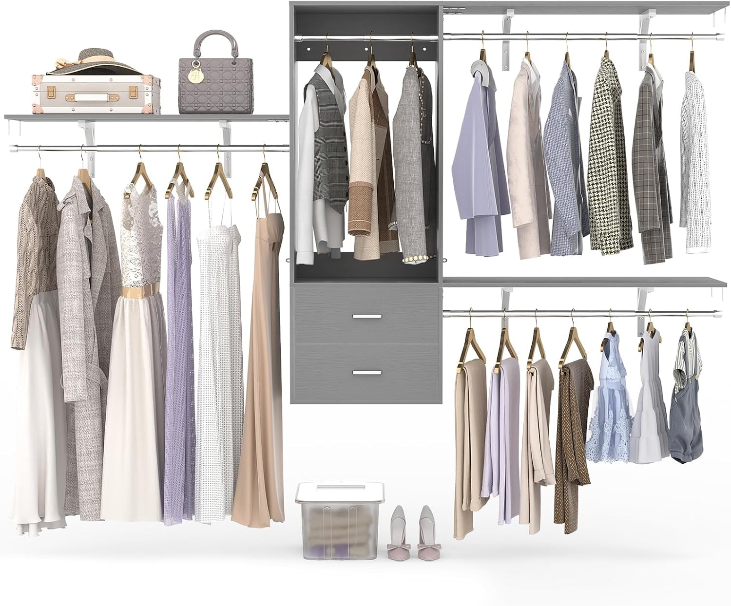 Homieasy 20" - 96" Wall Mounted Closet System, 96" Closet Organizer ...