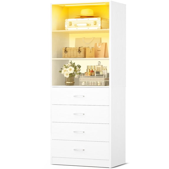 Homieasy 21.3'' Closet System with Motion Sensor Light, 4 Wood Drawers ...