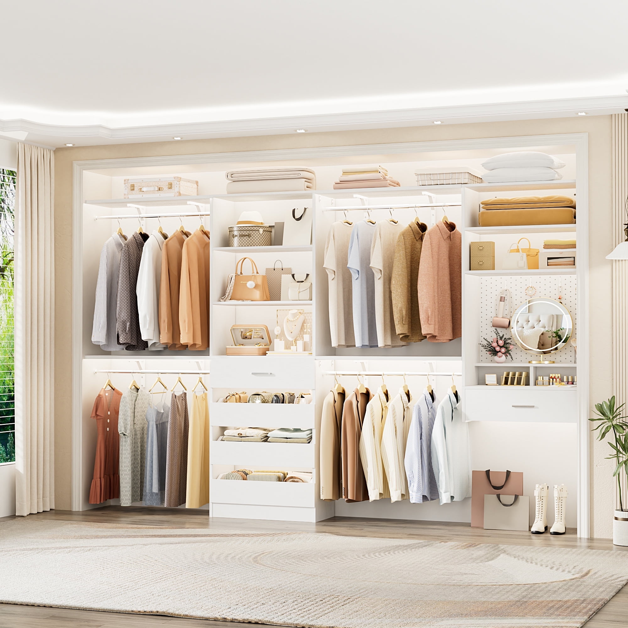 Homieasy 25" Wall-Mounted + 8FT Walk-in Closet Combo System with ...