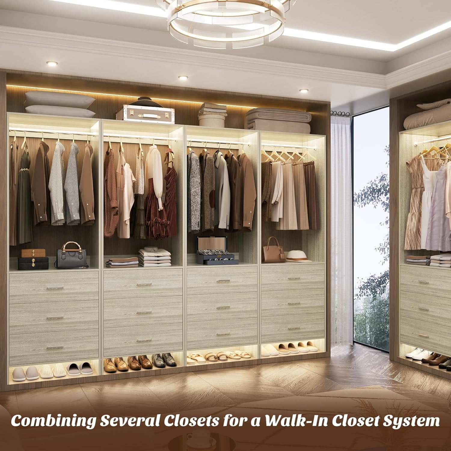 Homieasy 2FT Closet System with 3 Drawers, 24’’ Closet Organizer, Wood ...