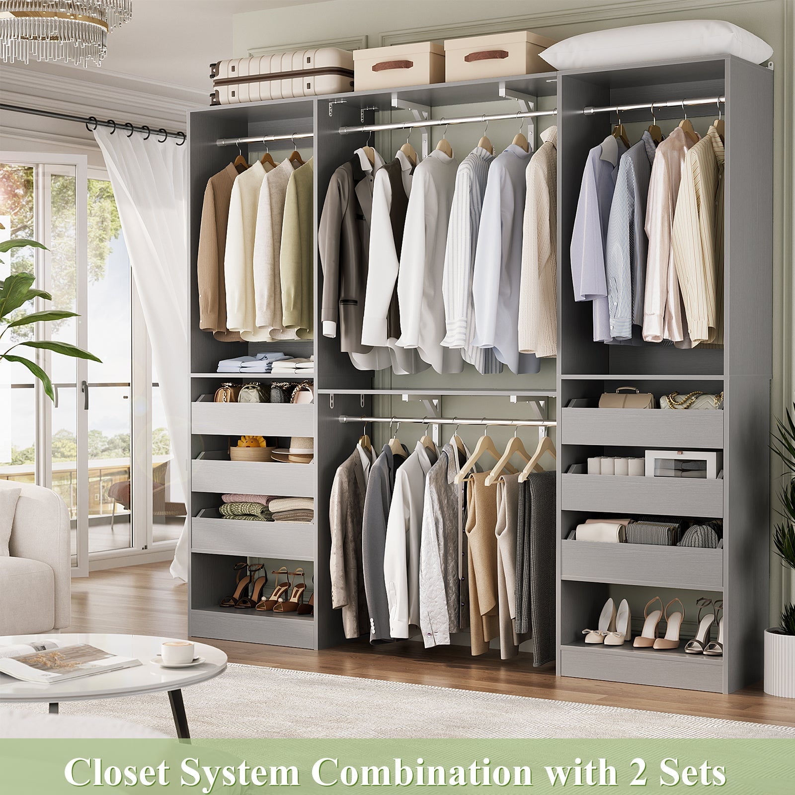 Homieasy 3.5-10 Ft Adjustable Closet Organizer System Set of 2, Heavy ...