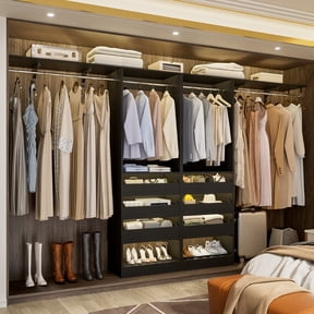 Homieasy Freestanding Wardrobe Closet sets with 5 Wooden Drawers & 4 ...