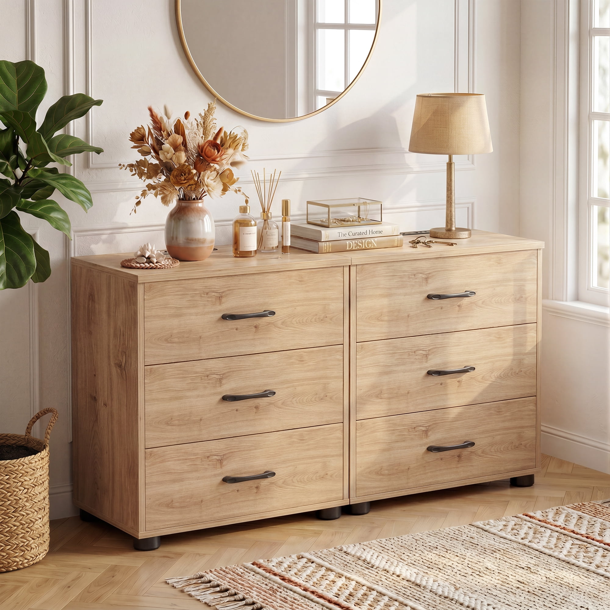 Homieasy 3 Drawer Dresser Set of 2 with Charging Station for Bedroom ...