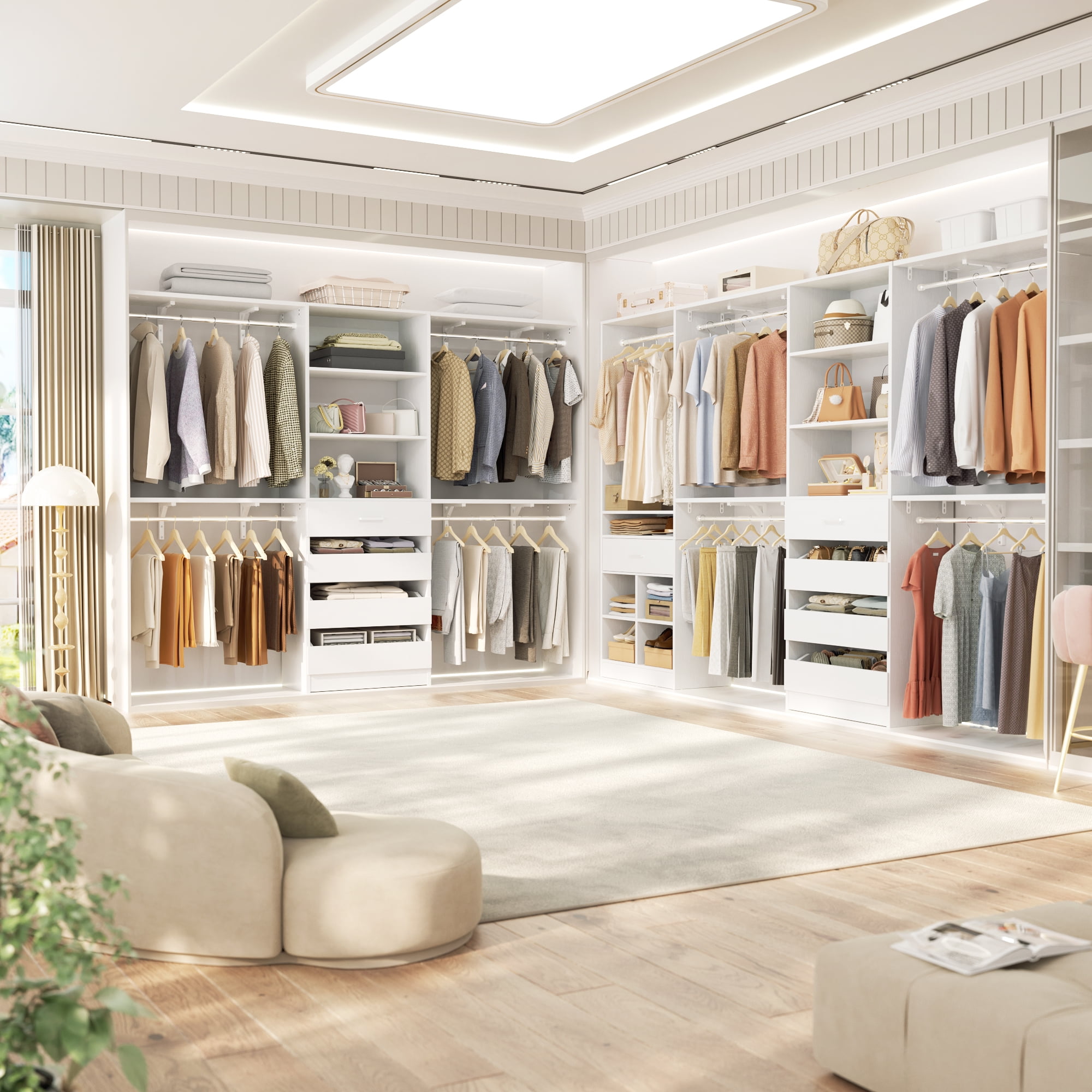 Homieasy 3-Piece Closet Organizer Bundle with 8FT Double Wardrobe ...