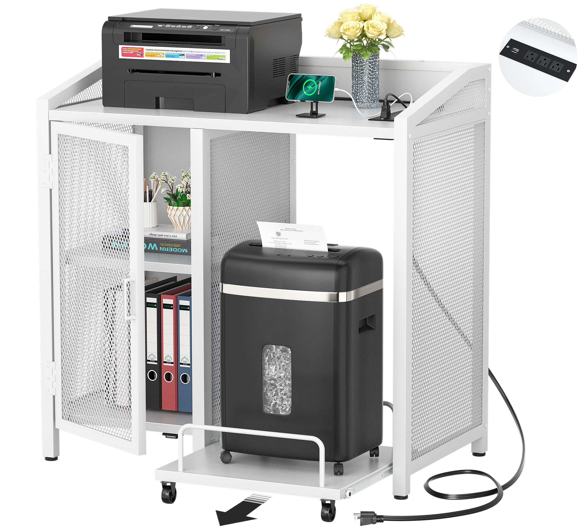 Homieasy 3-Tier Office Filing Cabinet, Printer Stand, Shredder Rack ...