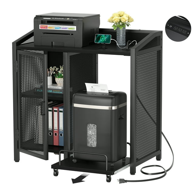 Homieasy 3-Tier Office Filing Cabinets with Printer Stand, USB Port ...