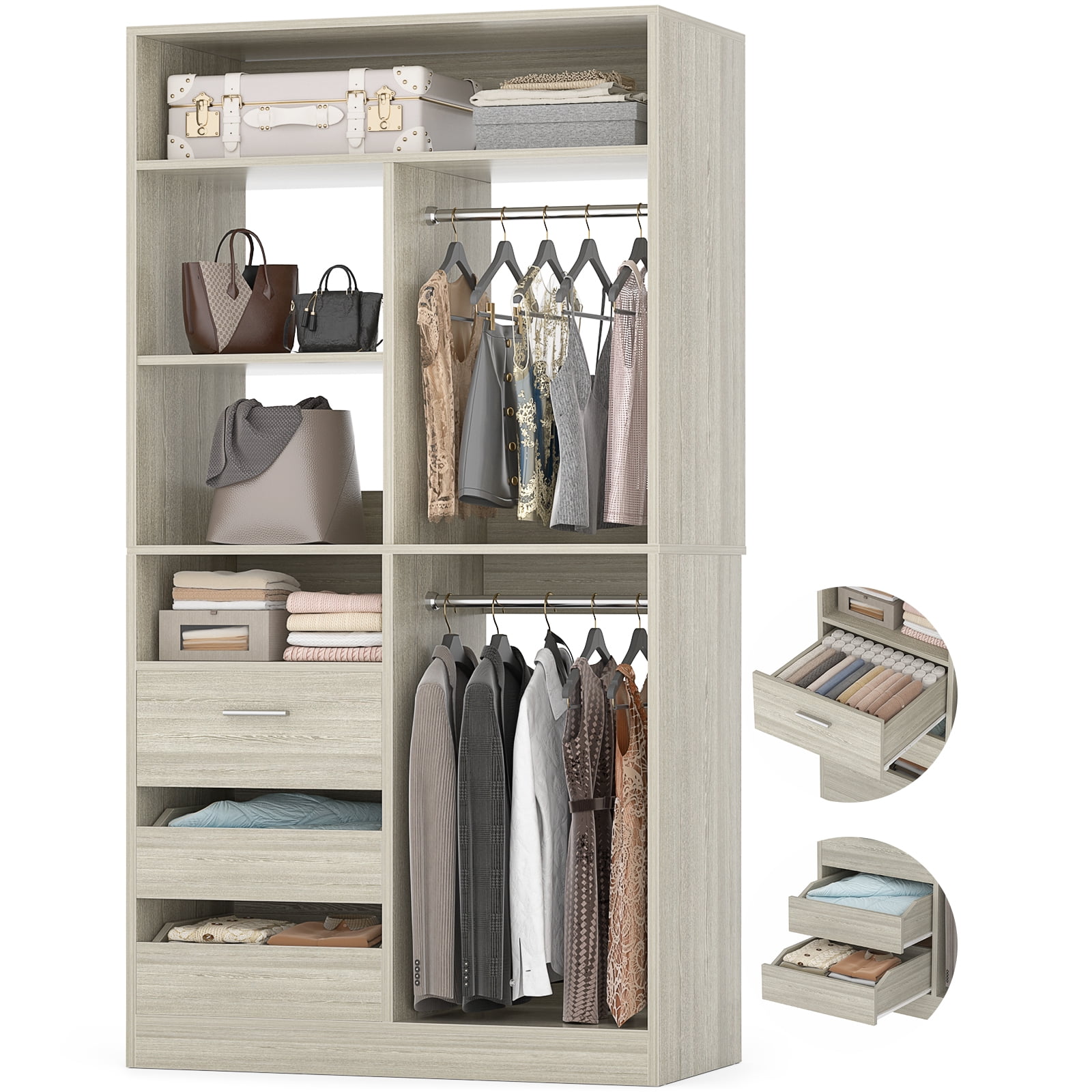 Homieasy 36'' Freestanding Closet System with Drawers, Walk-in Closet ...