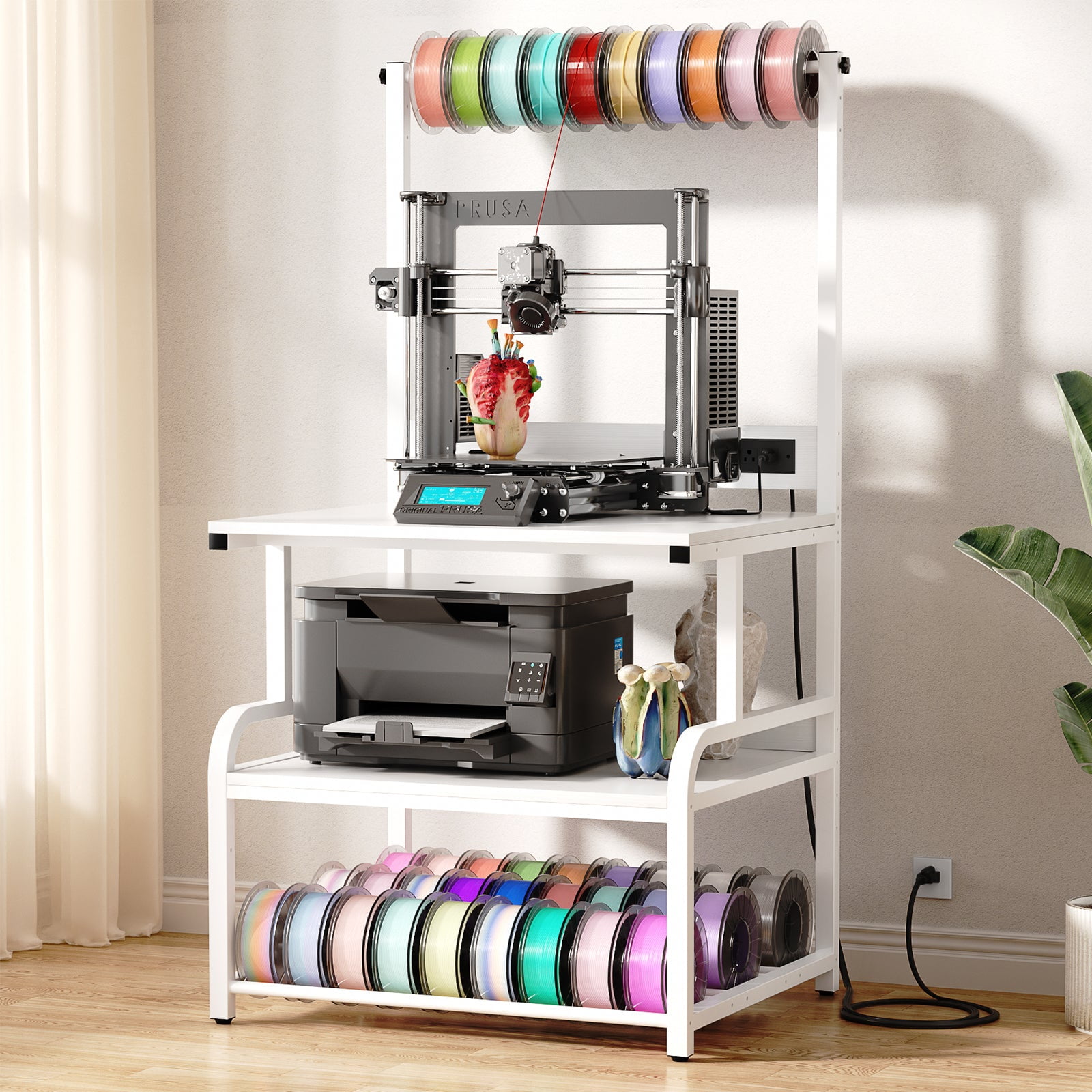 Homieasy 3D Printer Stand with Power Outlet, Rolling Printer Stand with ...
