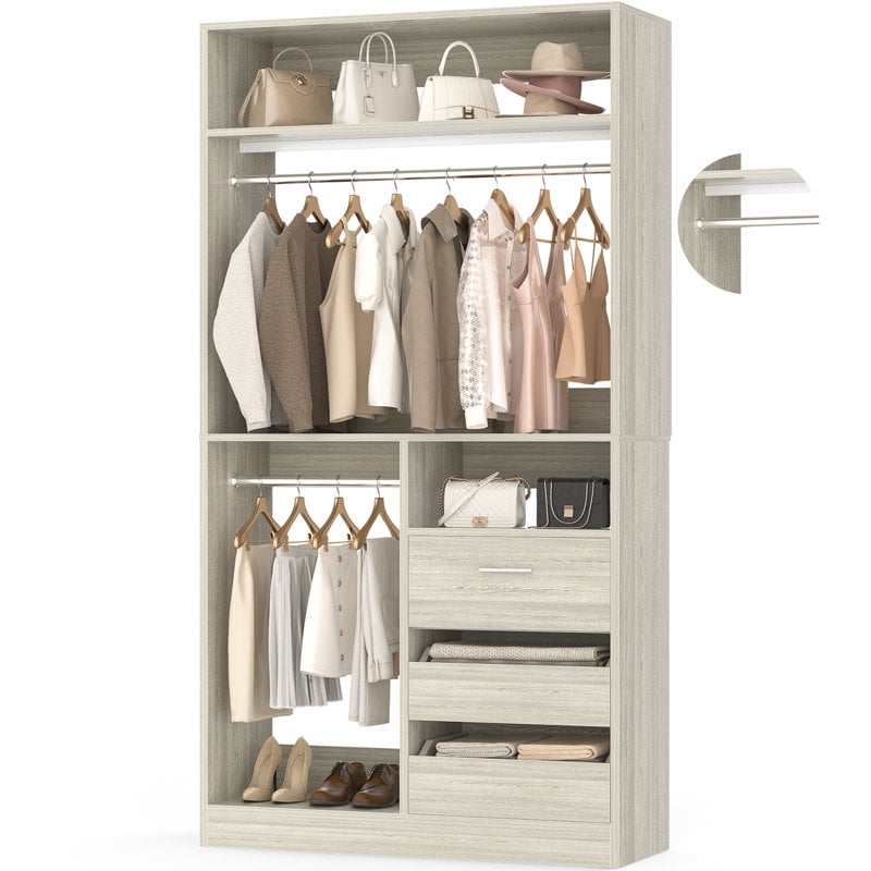 Homieasy 3FT Walk-in Closet System with 3 Drawers, 36'' Floor Standing ...