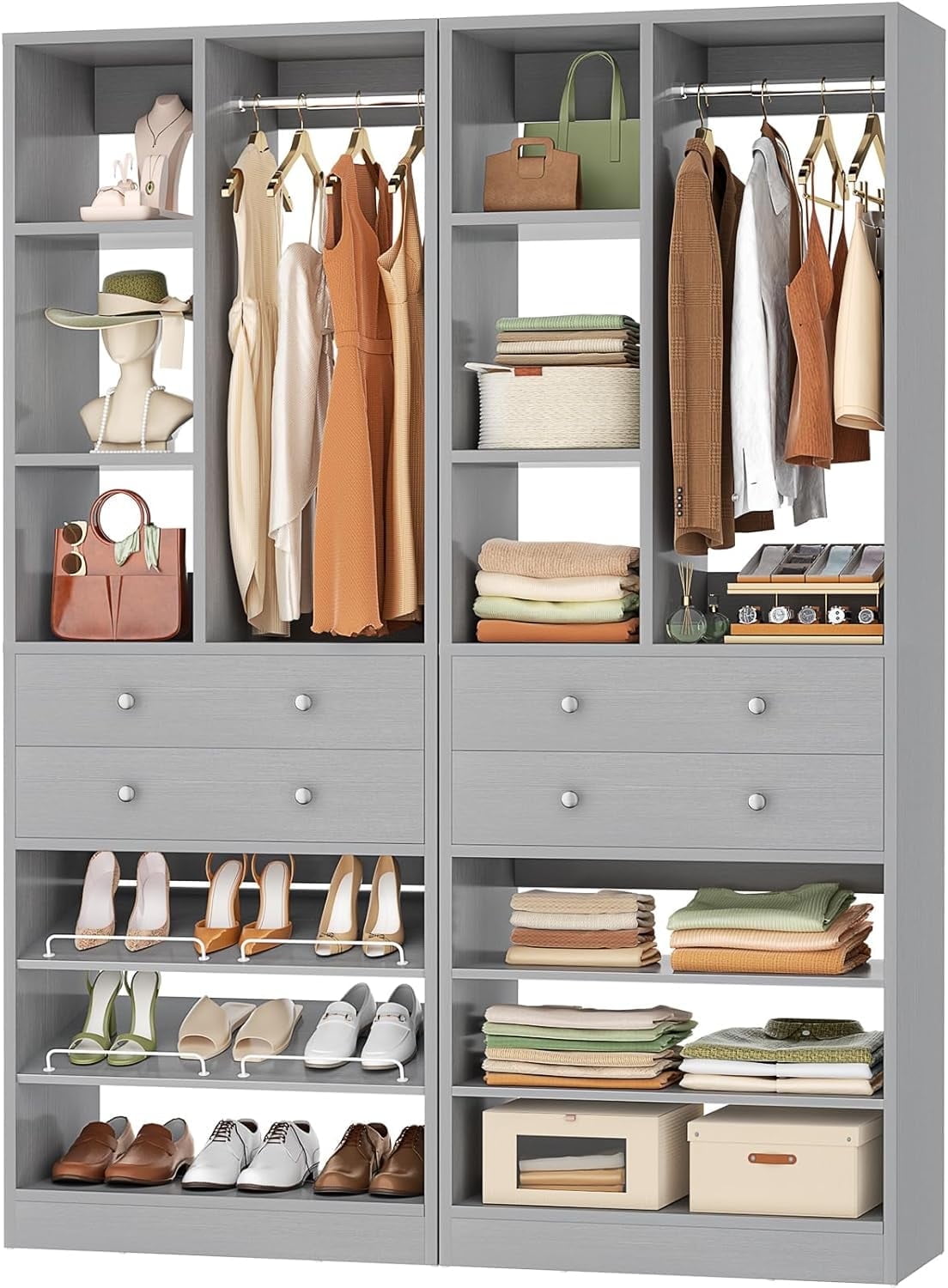 Homieasy 4.6 FT (56") Closet Organizer System with Drawers & Shelves ...