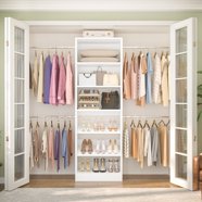 Homieasy 4-9 Ft Adjustable Wooden Closet Organizer System with 4 ...