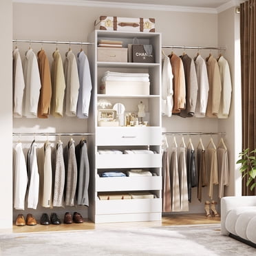 Rubbermaid 3-6ft Adjustable Deluxe Closet Organizer Kit with Shelves ...