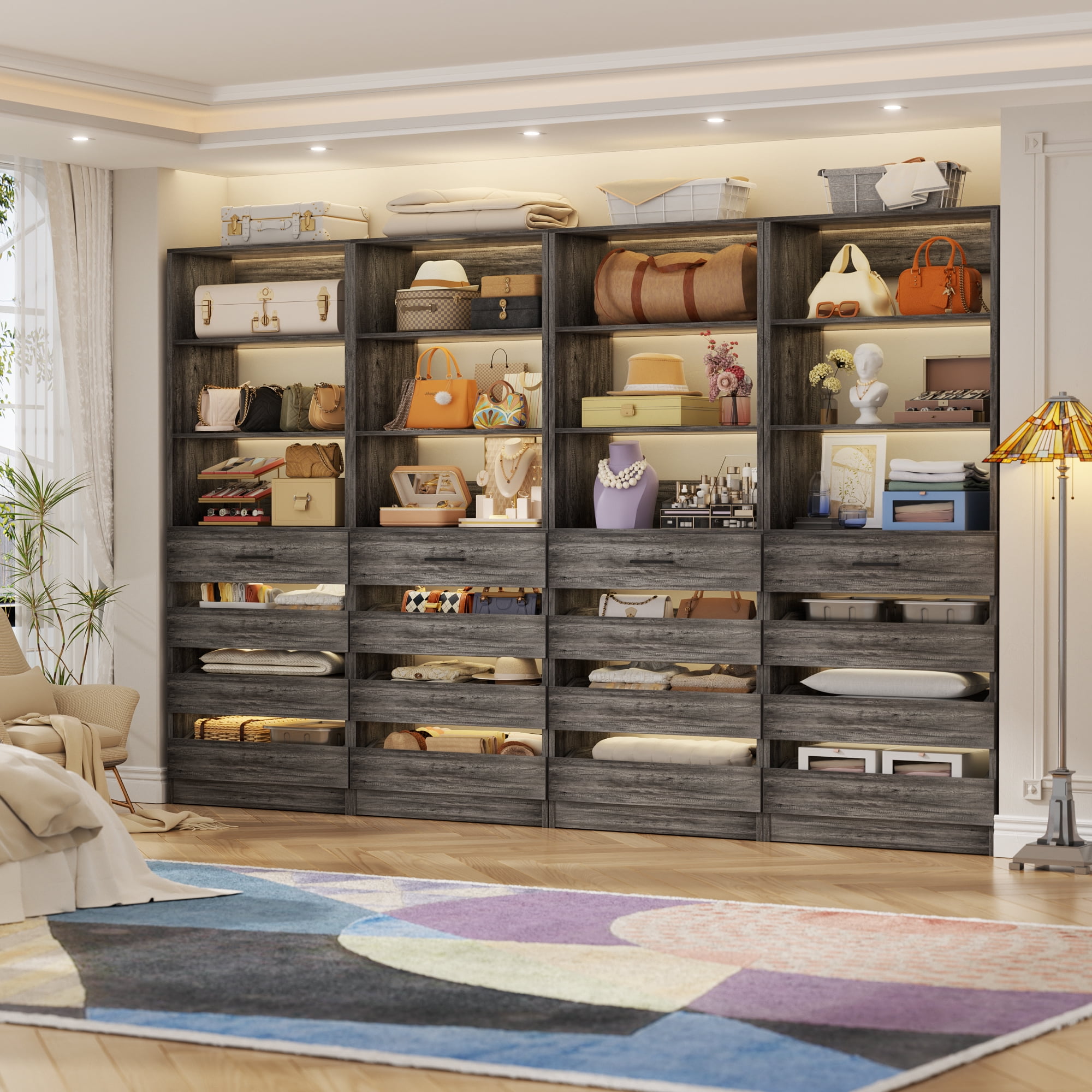 Homieasy 4-Pack Space-Saving Modular Closet Organizer System with 16 ...