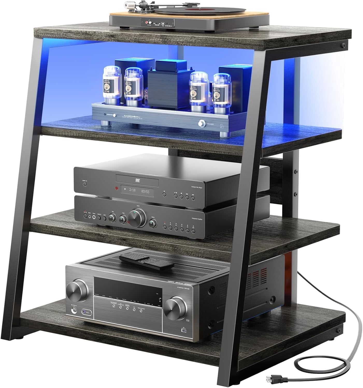 Homieasy 4-Tier AV Media Stand, 30'' Corner Entertainment Stand with ...