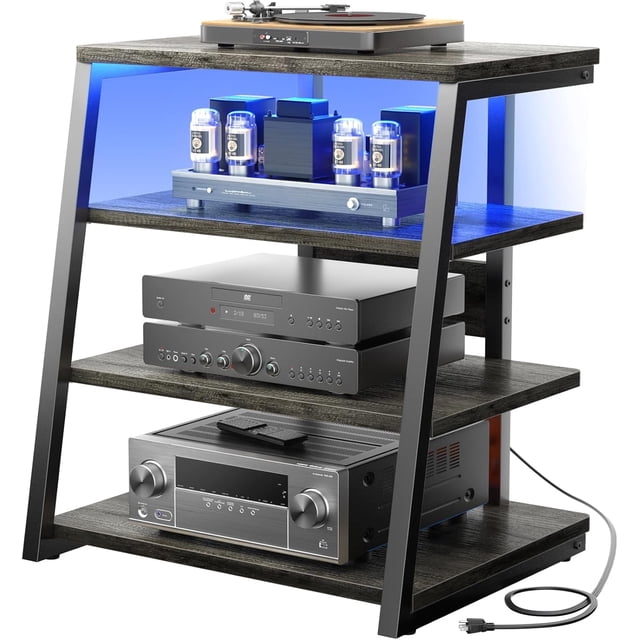 Homieasy 4-Tier AV Media Stand, 30'' Corner Entertainment Stand with ...