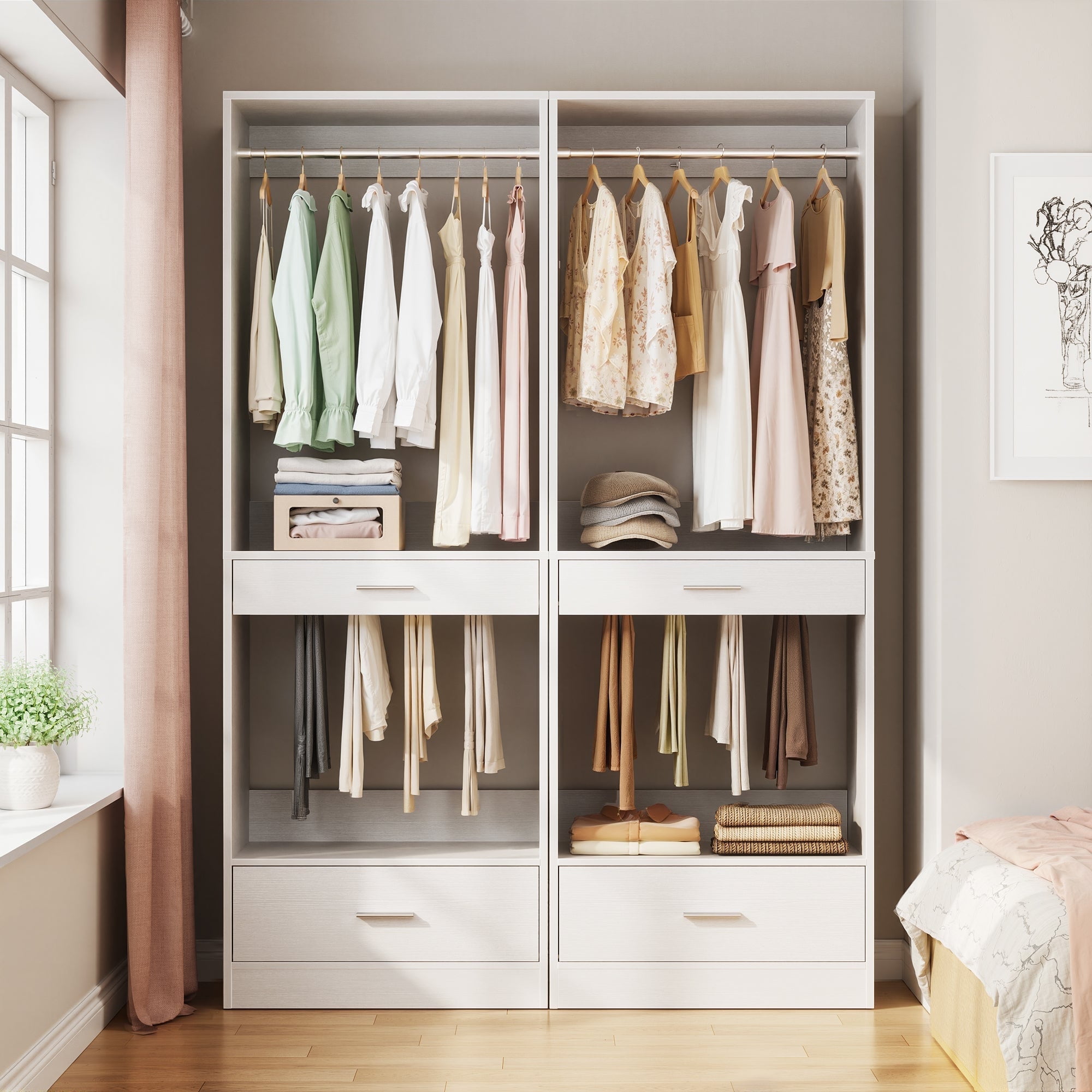 Homieasy 47.2'' All-in-One Closet Organizer System with Drawers ...