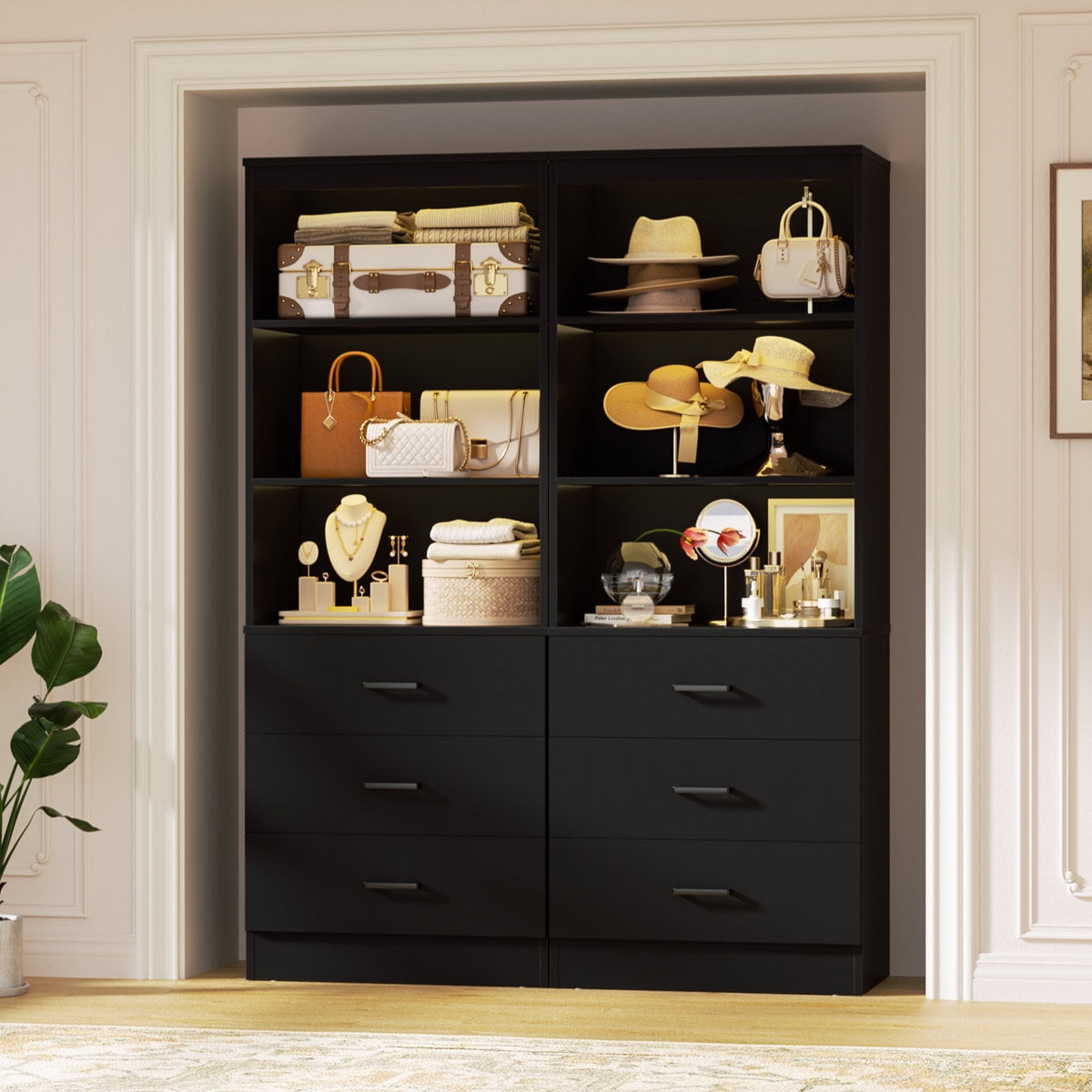 Homieasy 47.2" Closet System, Closet Organizer System with 6 Wood ...