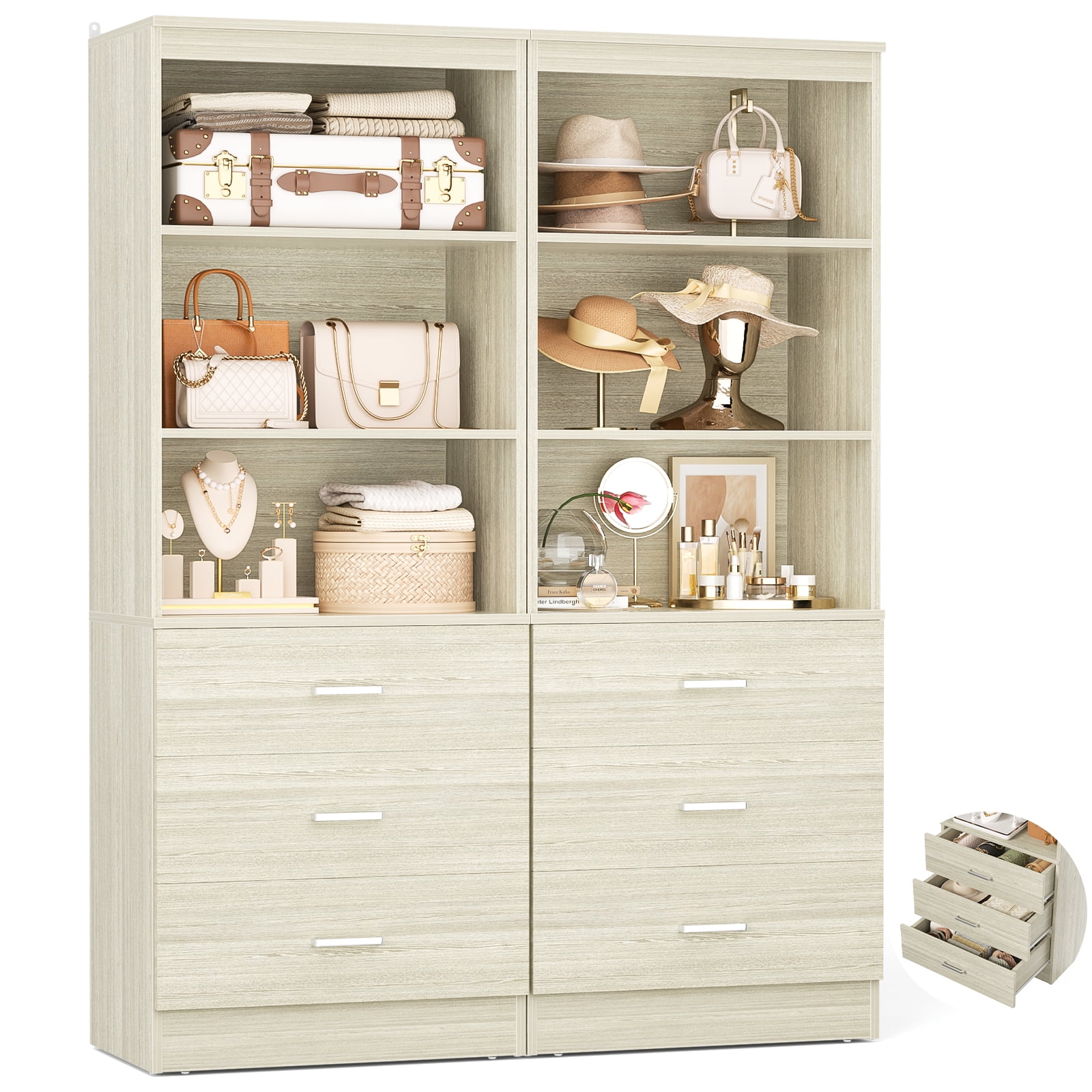 Homieasy 47.2" Closet System, Closet Organizer System with 6 Wood ...