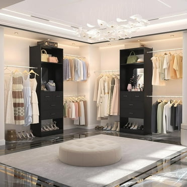 Homieasy 96" Closet System, 8FT Walk in Closet Organizer with 3 Hanging ...