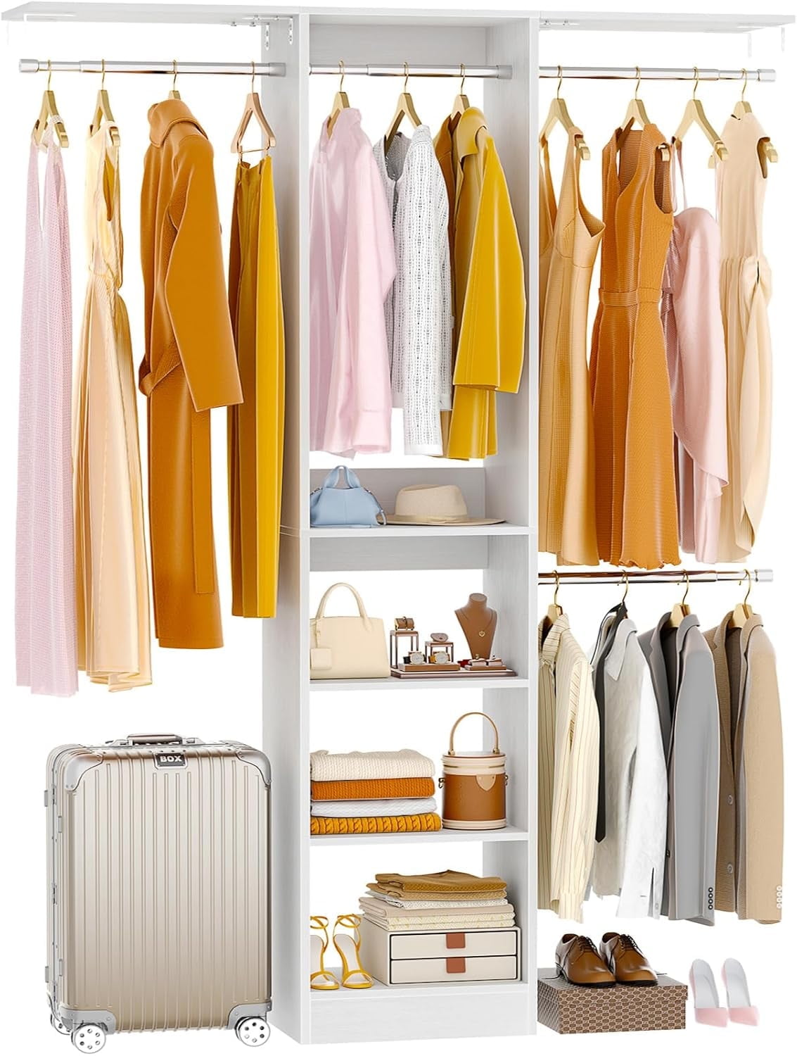 Homieasy 48" Small Closet Organizer, 4FT Small Closet System with 4 ...