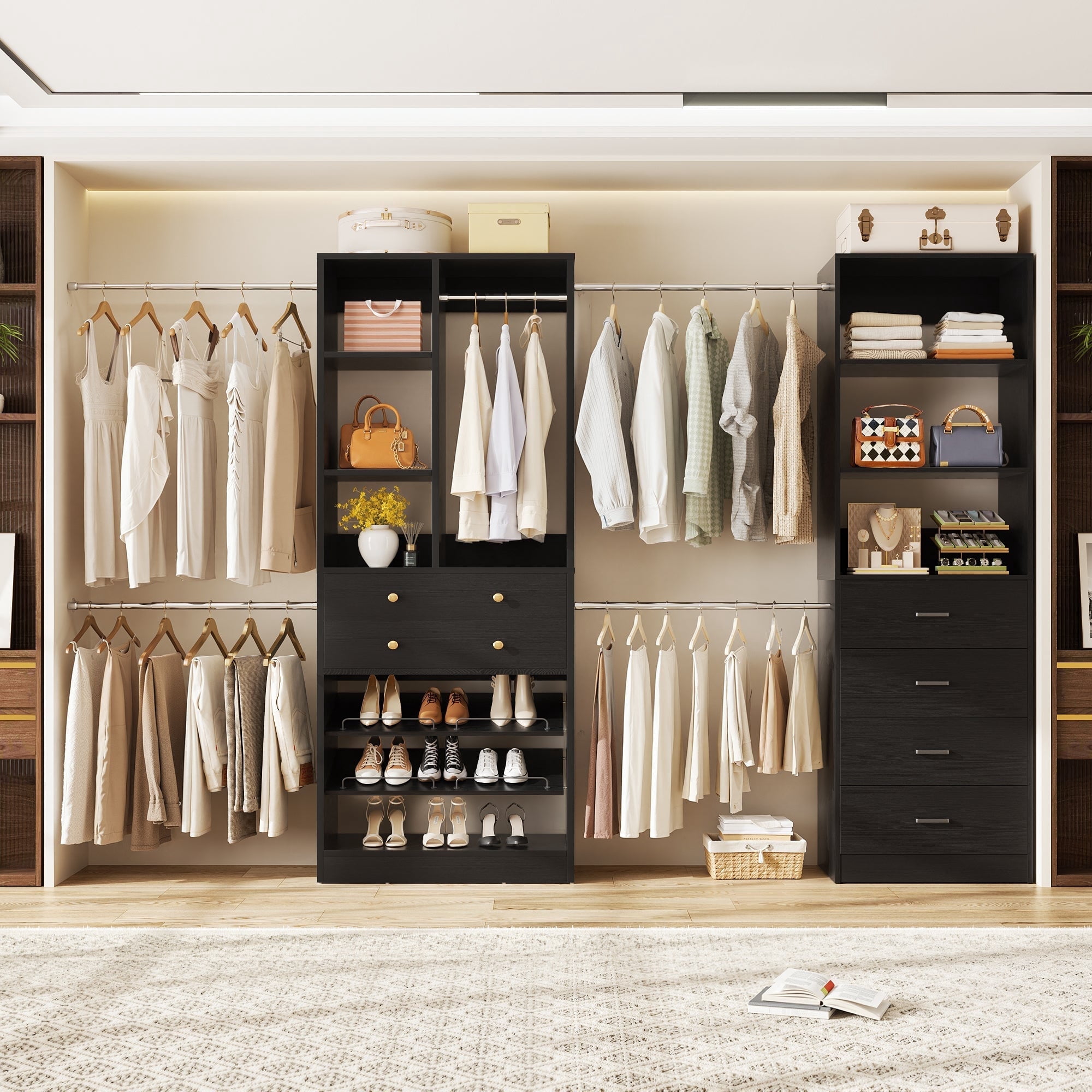 Homieasy 49-127 inch Adjustable Closet Organizer System with 6 Drawers ...