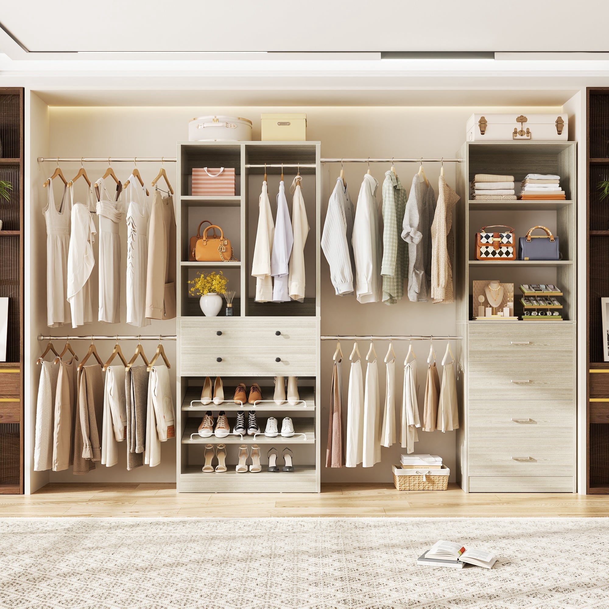 Homieasy 49-127 inch Adjustable Closet Organizer System with 6 Drawers ...