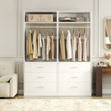 Woodpeckers Furniture and Mattress Pine Wood Closet with Rattan Doors ...