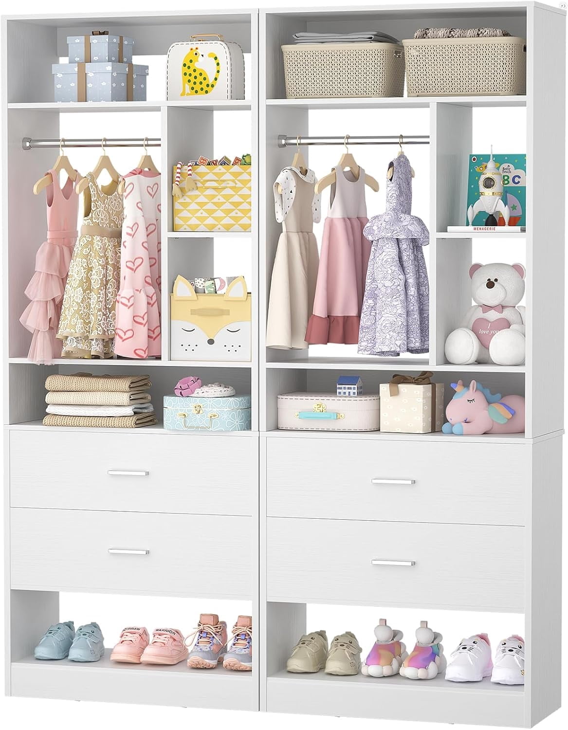 Homieasy 4FT Closet Organizer System Set of 2 - All-in-One with 4 Wood ...