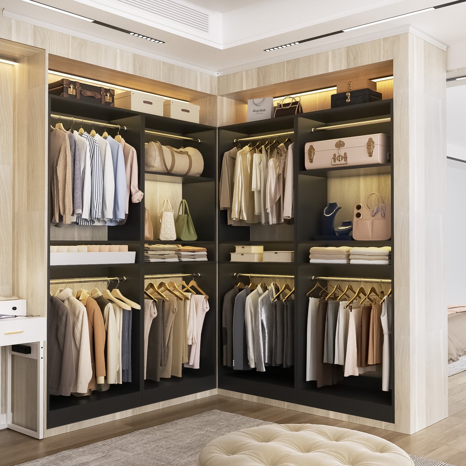 Homieasy 50'' Closet Organizer System, Set of 2, Heavy Duty Closet ...