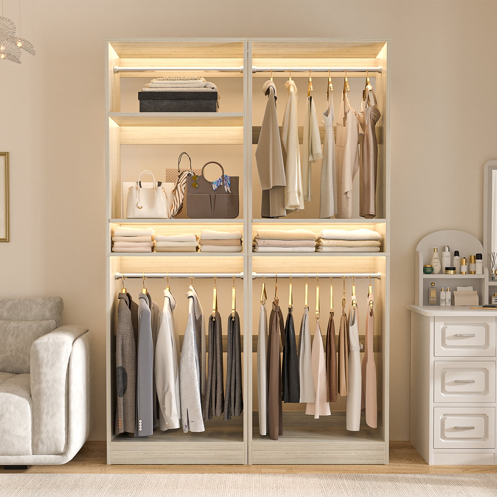 Homieasy 50'' Closet Organizer System, Set of 2, Heavy Duty Closet ...