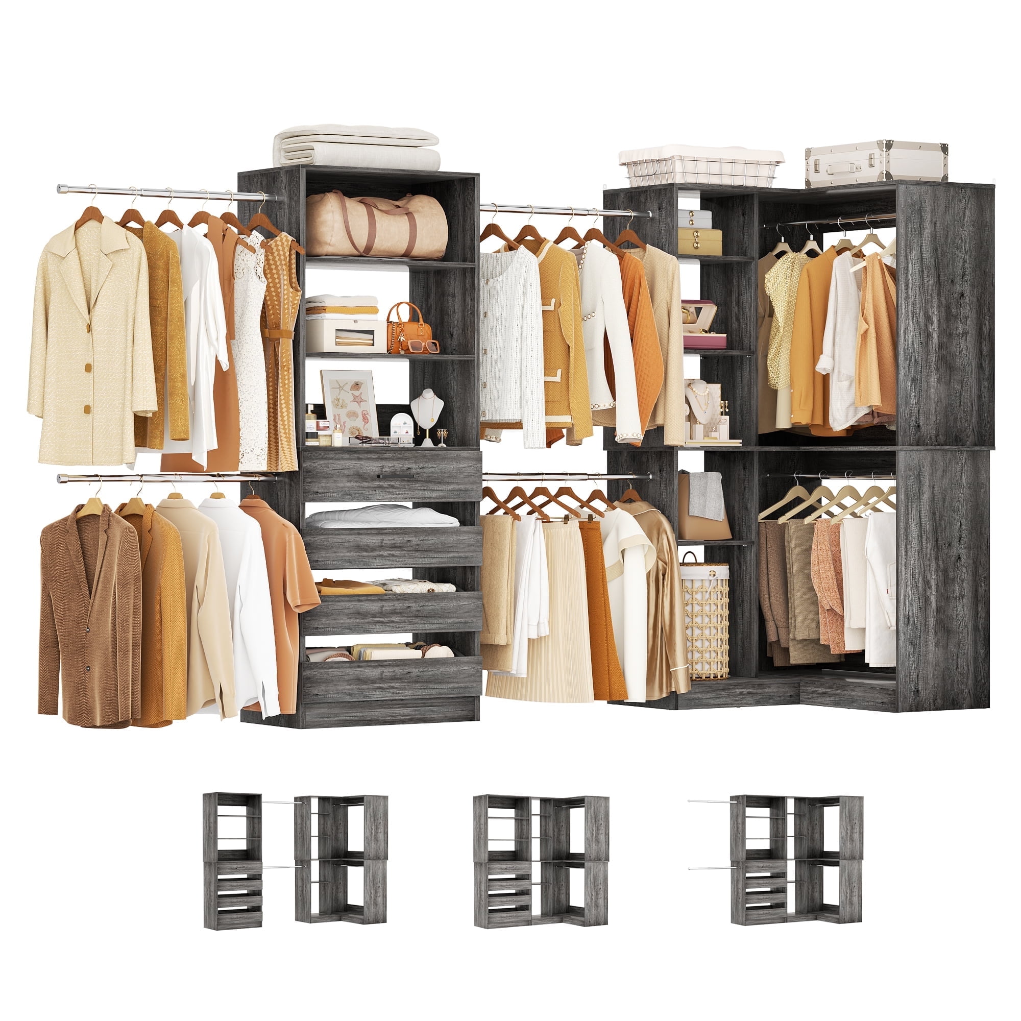 Homieasy 58"-152" Freestanding Closet System, Wardrobe Organizer with ...