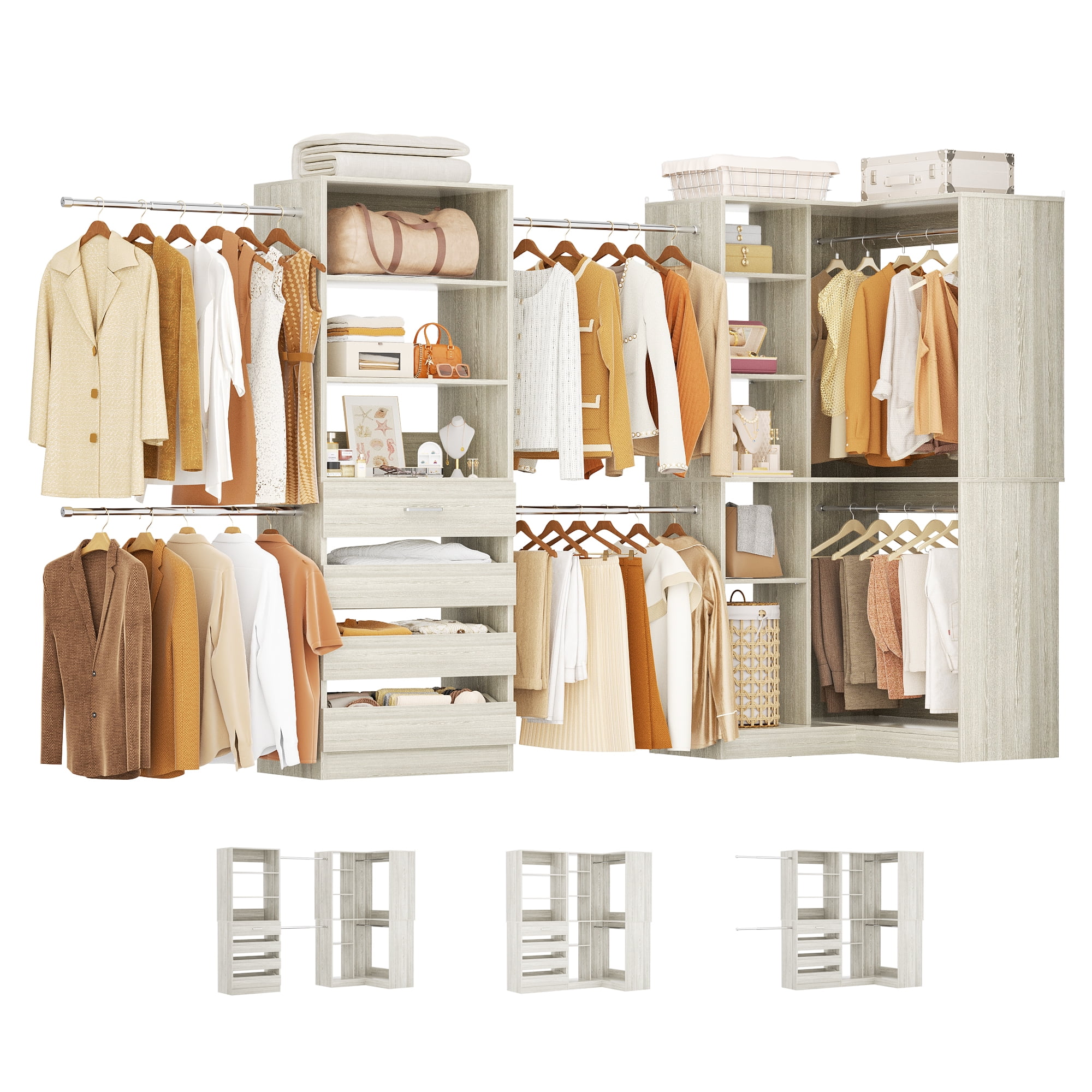 Homieasy 58"-152" Freestanding Closet System, Wardrobe Organizer with ...