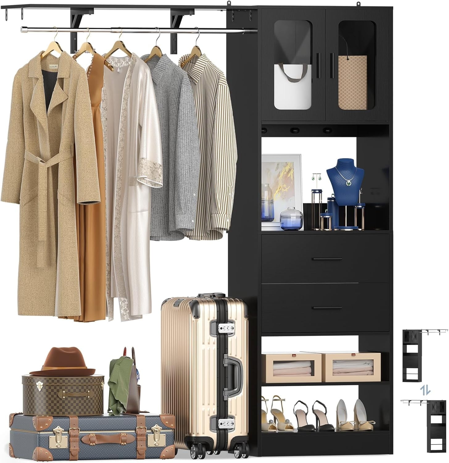 Homieasy 5FT Closet System with Drawers, 60'' Walk-in Closet Organizer ...